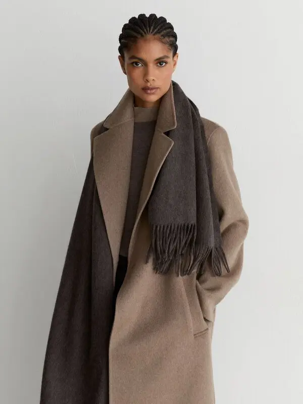 REISS Picton Wool And Cashmere Scarf - Mocha Brown