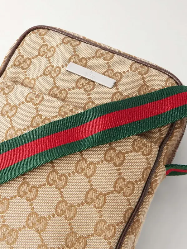 Gucci Tag Webbing-trimmed Gg-canvas Messenger Bag