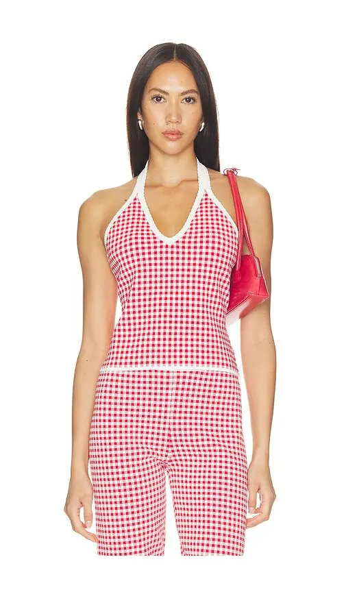 Posse Micah Halter Top In Multi - Red Gingham