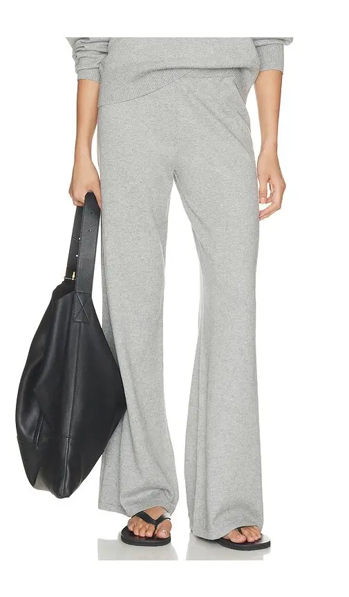 Eterne Cotton Cashmere Wide Leg Lounge Pant - Grey