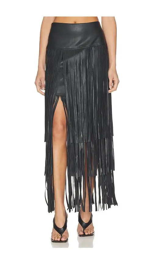 L'Agence Karoline Maxi Fringe Skirt
