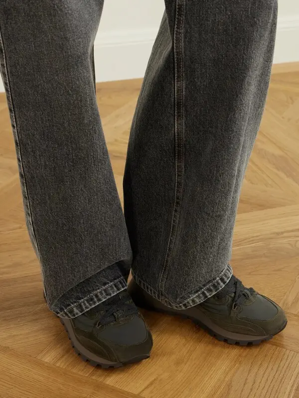 Brunello Cucinelli Shearling-trimmed Shell And Suede Sneakers