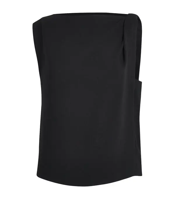 Vince Sleeveless Draped Shoulder Crepe Top
