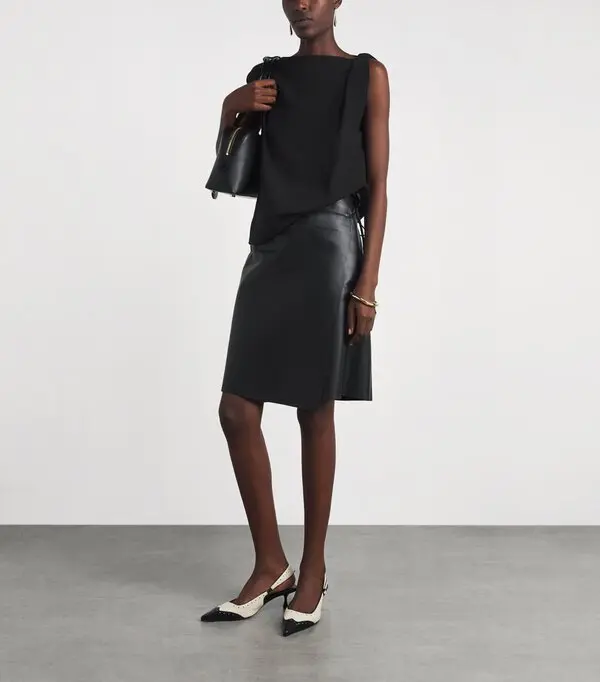 Vince Sleeveless Draped Shoulder Crepe Top