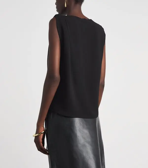 Vince Sleeveless Draped Shoulder Crepe Top