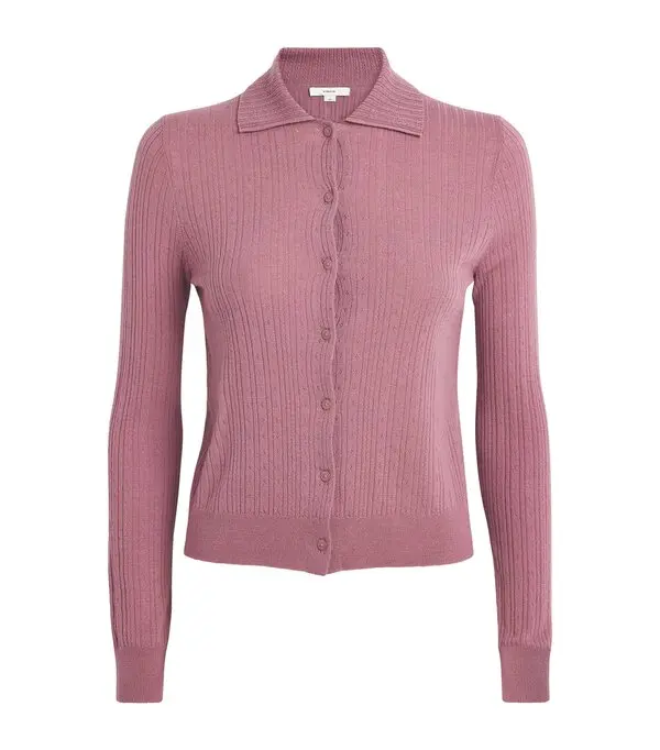 Vince Wool Pointelle Cardigan - Pink
