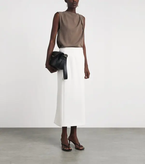 Vince Sleeveless Draped Crepe Top - Beige