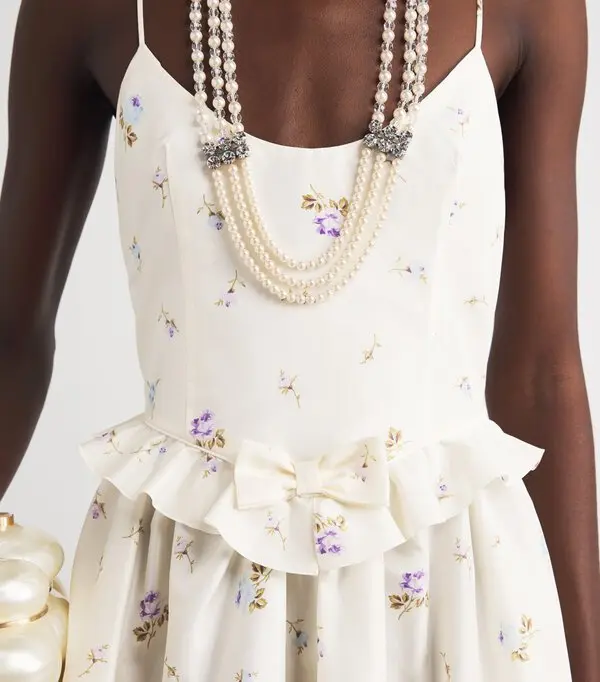 Alessandra Rich Silk Floral Midi Dress