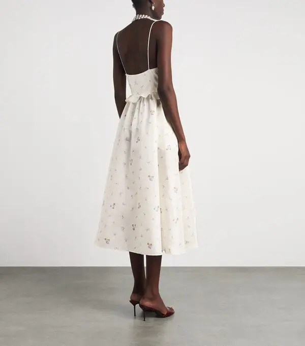 Alessandra Rich Silk Floral Midi Dress