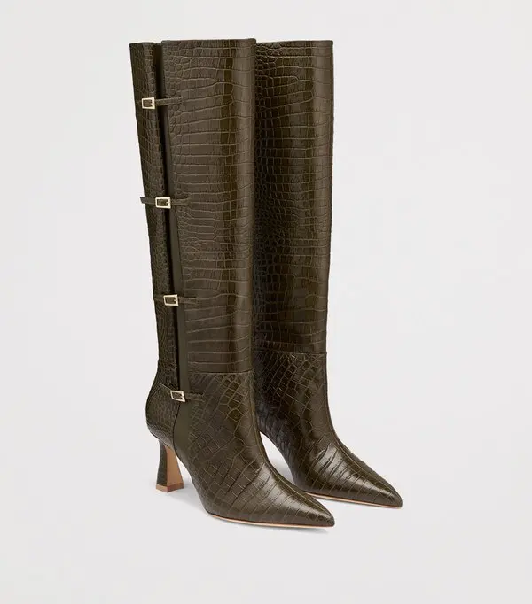 MALONE SOULIERS Croc-embossed Leather Nolan Knee-high Boots 70