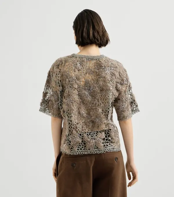 Brunello Cucinelli Mohair-blend Whispering Bloom T-shirt - Beige