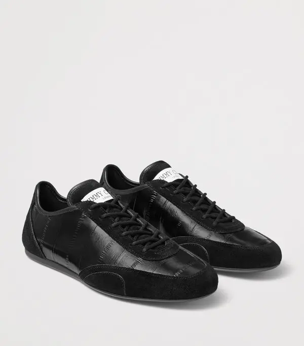 JIMMY CHOO Sunny F Paneled Suede And Leather Low Top Sneakers - Black