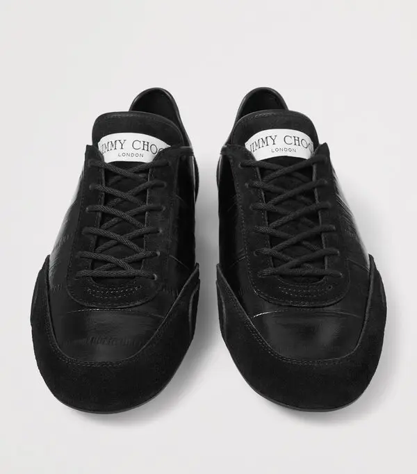 JIMMY CHOO Sunny F Paneled Suede And Leather Low Top Sneakers - Black