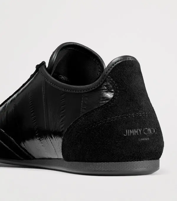 JIMMY CHOO Sunny F Paneled Suede And Leather Low Top Sneakers - Black