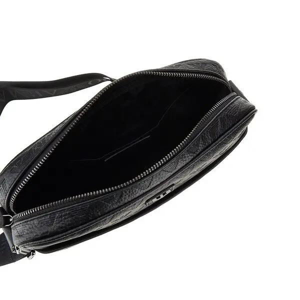 Emporio Armani Eagle Motif Embossed Leather Crossbody Bag