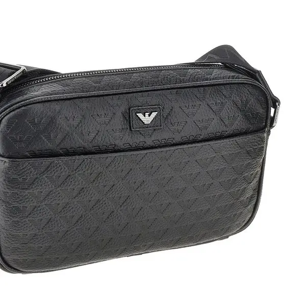 Emporio Armani Eagle Motif Embossed Leather Crossbody Bag