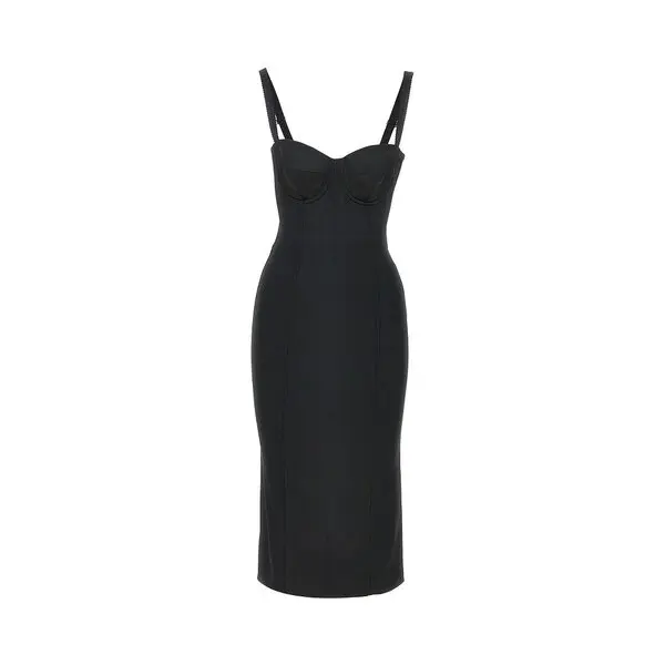 Dolce & Gabbana Stretch Satin Bustier Midi Dress