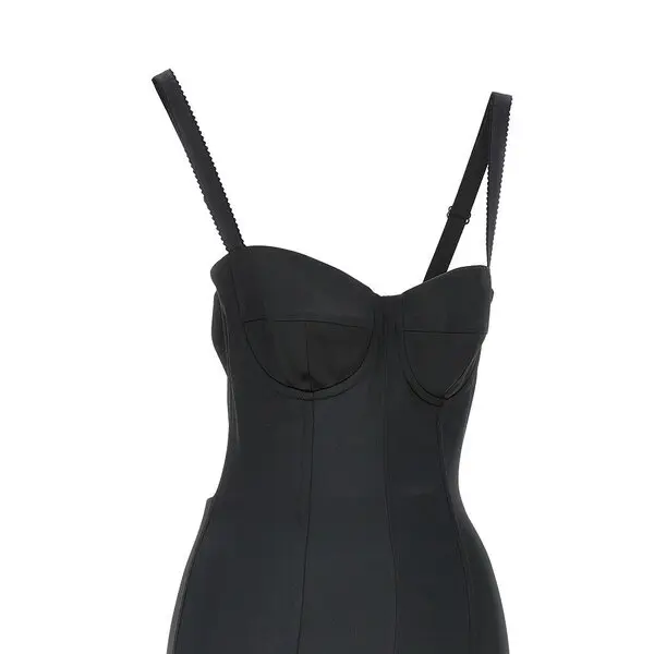 Dolce & Gabbana Stretch Satin Bustier Midi Dress