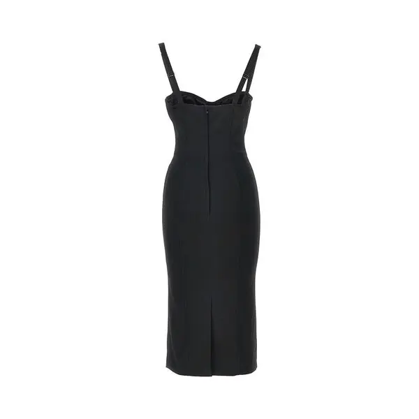 Dolce & Gabbana Stretch Satin Bustier Midi Dress