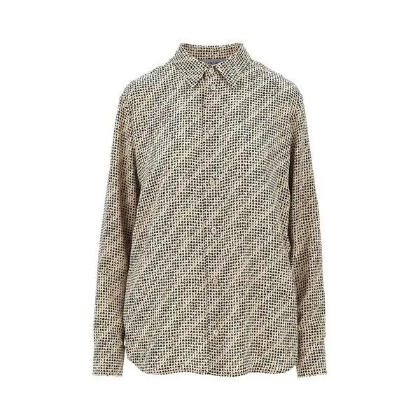 Balenciaga Silk Crêpe Shirt With Monogram Print - Beige