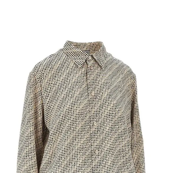 Balenciaga Crêpe Monogram Print Shirt - Beige