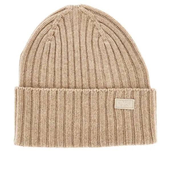 Max Mara Pure Virgin Wool Beanie Hat With Logo Patch