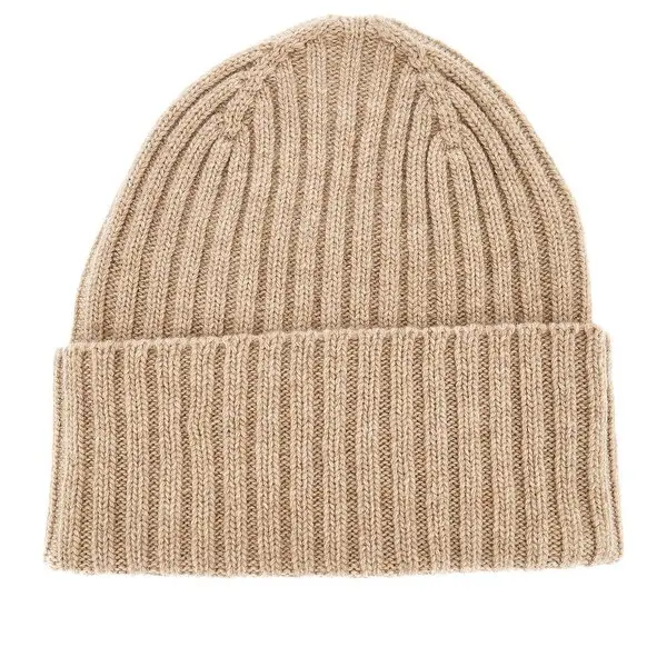 Max Mara Pure Virgin Wool Beanie Hat With Logo Patch