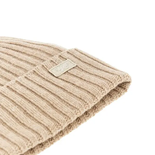 Max Mara Pure Virgin Wool Beanie Hat With Logo Patch