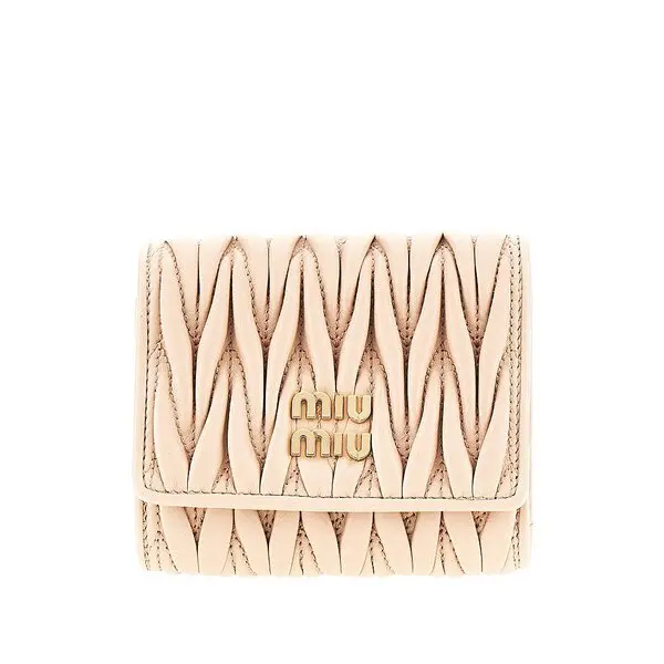 Miu Miu Matelassé Nappa Leather Twi-fold Wallet - Pink