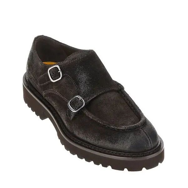 DOUCAL'S Suede Leather Double Monk Strap Shoes
