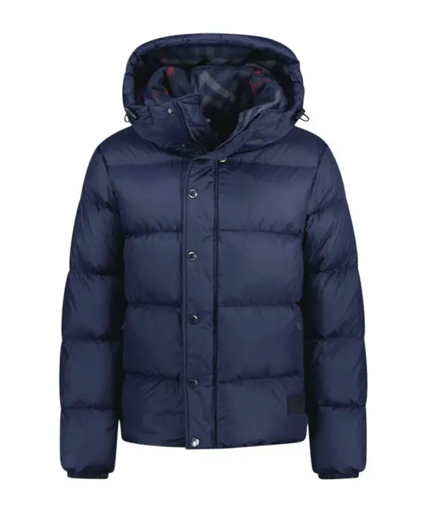 Burberry Hooded Down Jacket With Snap Fastening