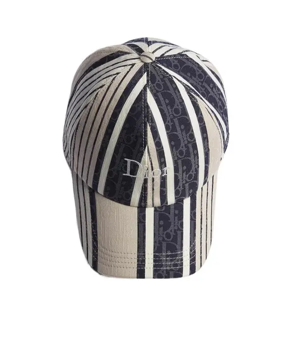Dior Sun Cap With Oblique Stripes - Gray And Blue