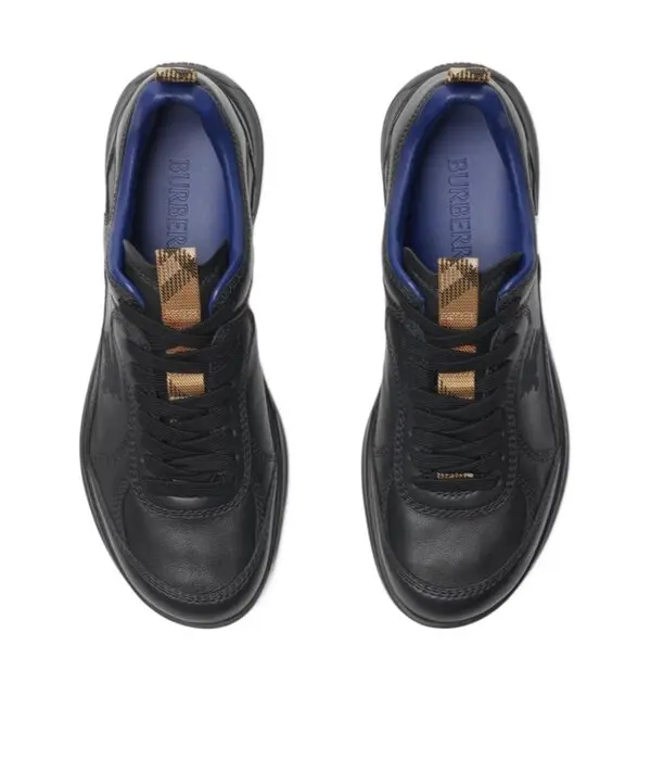 Burberry Embroidered Equestrian Knight Lace-up Sneakers - Black