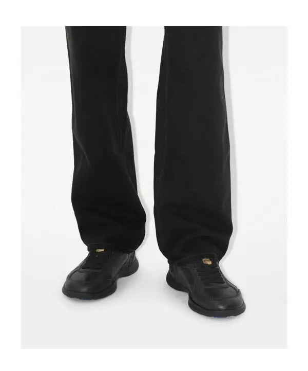 Burberry Embroidered Equestrian Knight Lace-up Sneakers - Black