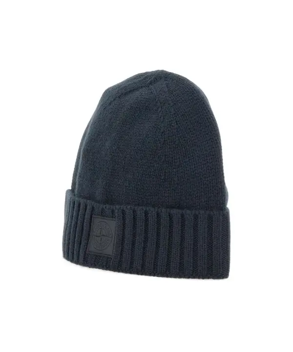 Stone Island Logo Patch Ribbed Beanie