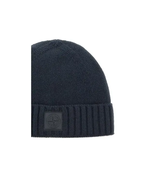 Stone Island Logo Patch Ribbed Beanie
