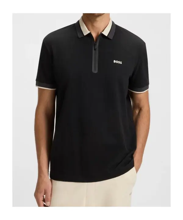 Hugo Boss Cotton-piqué Polo Shirt With Zip Placket