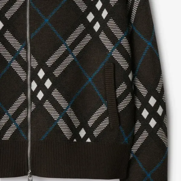 Burberry Check Zip-up Cardigan - Comfortable Brown