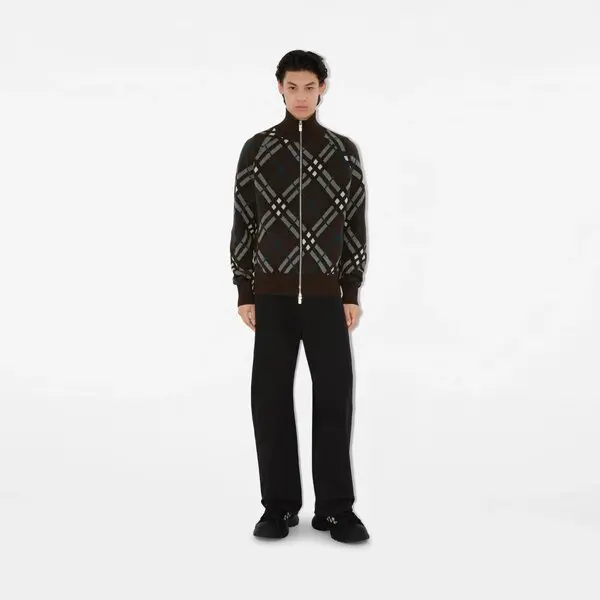 Burberry Check Zip-up Cardigan - Comfortable Brown