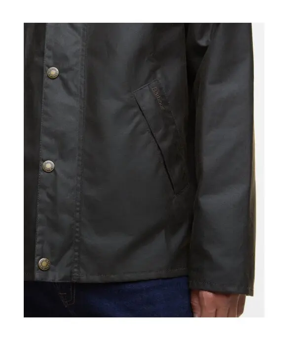 Barbour Zip Up Jacket With Studded Front And Rope Collar