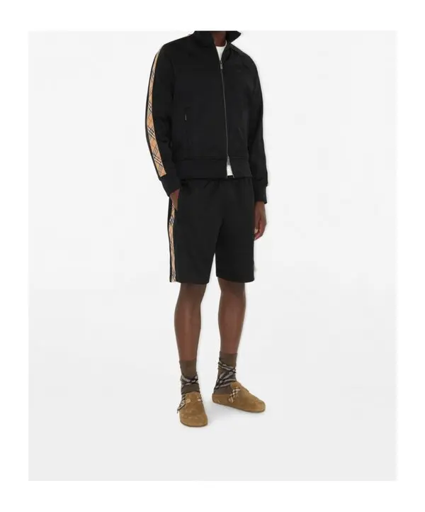 Burberry Check Trim Cotton Blend Shorts - Black