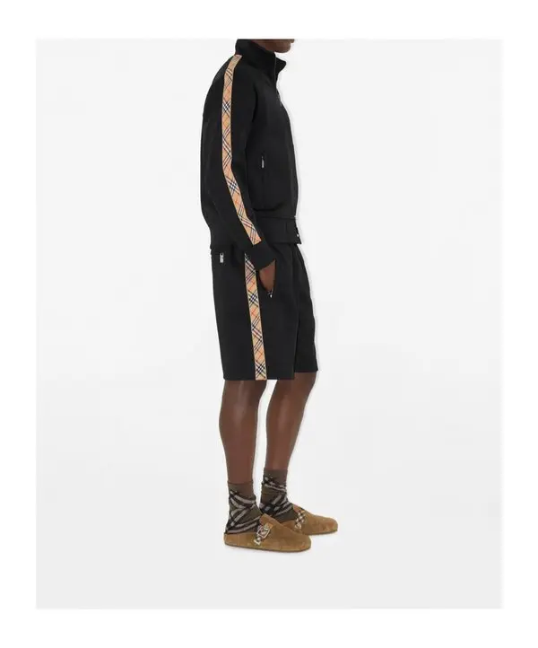 Burberry Check Trim Cotton Blend Shorts - Black
