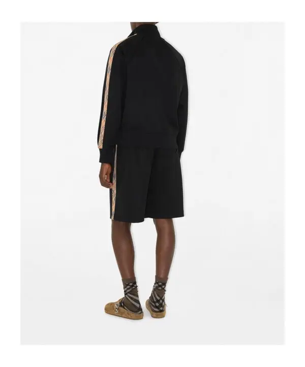 Burberry Check Trim Cotton Blend Shorts - Black