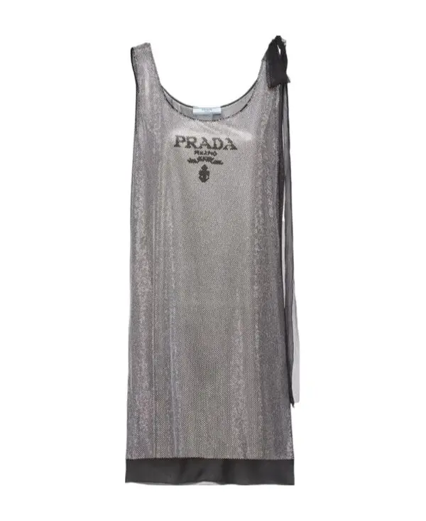 Prada Embellished Logo Mini Dress