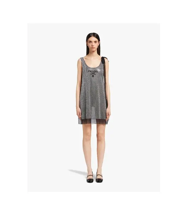 Prada Embellished Logo Mini Dress