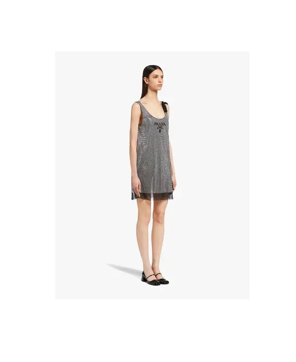 Prada Embellished Logo Mini Dress