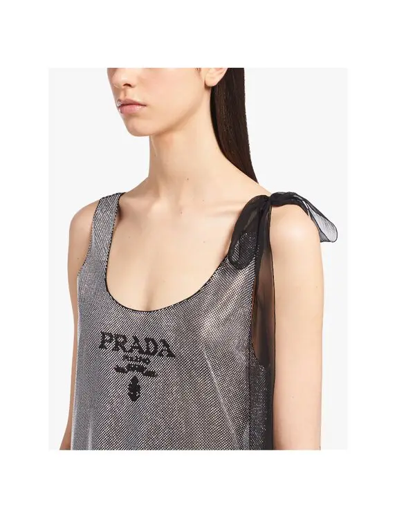 Prada Embellished Logo Mini Dress