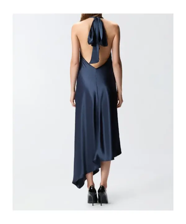 Pinko Open Back Long Dress With Asymmetrical Hem