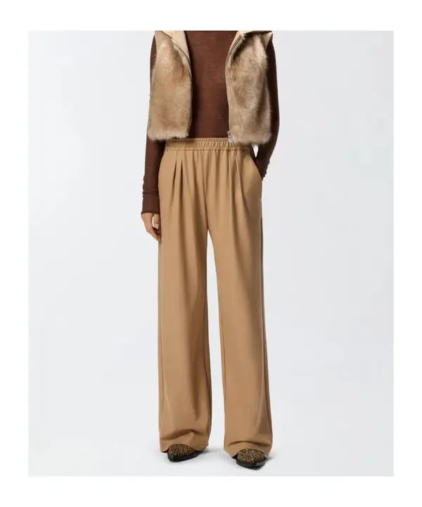 Pinko Pleated Elastic-waist Wide-leg Trousers