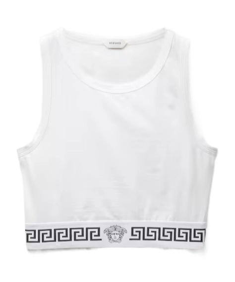 Versace Cotton Jersey Crop Top With Medusa Motif